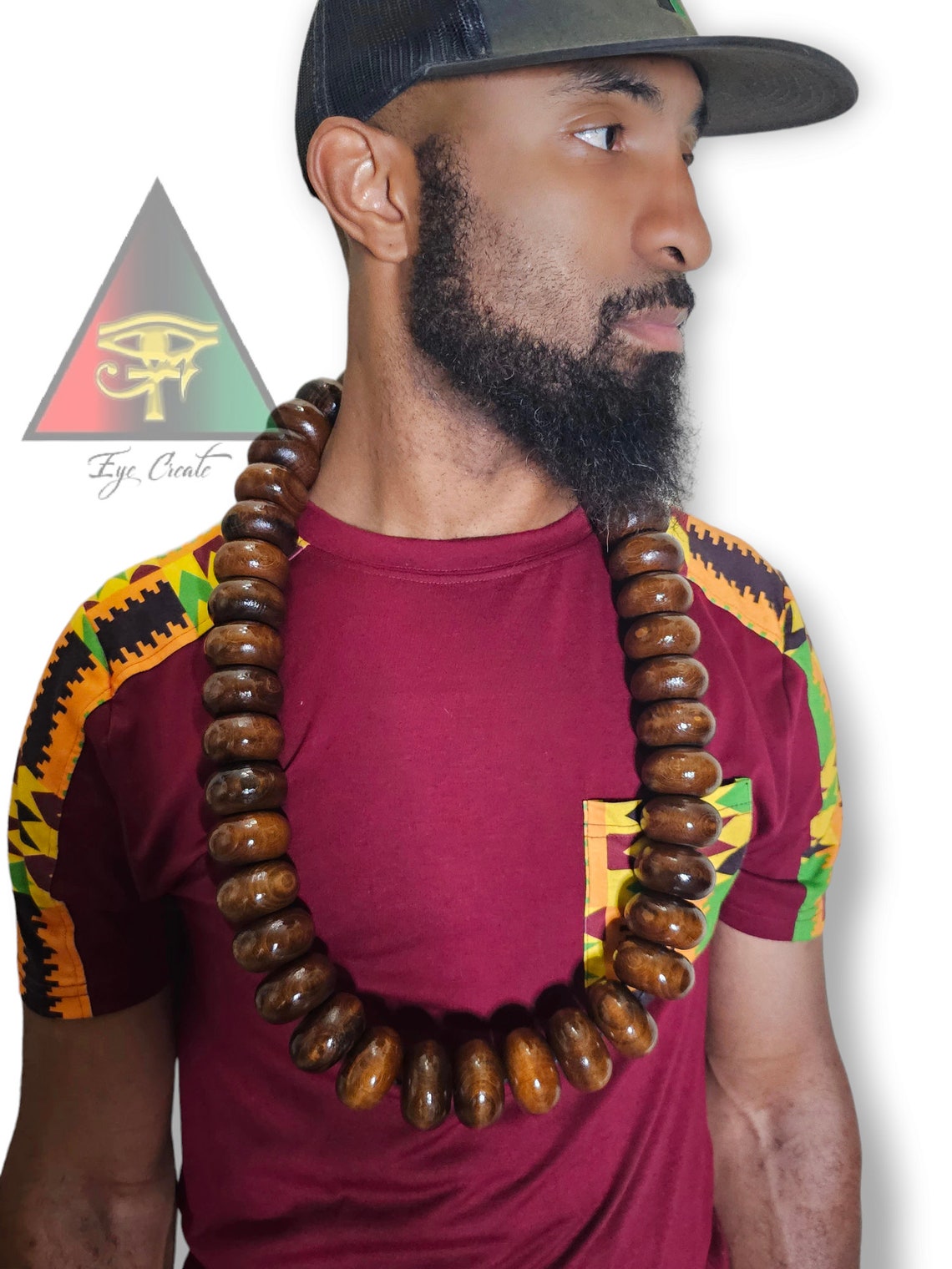 Large Tribal Wooden Bead Necklace: High Gloss African Disk Design - Etsy