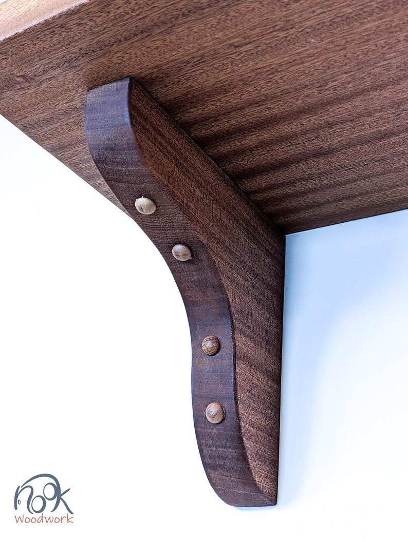Solid Wood Shelf With Mahogany Brackets - Etsy