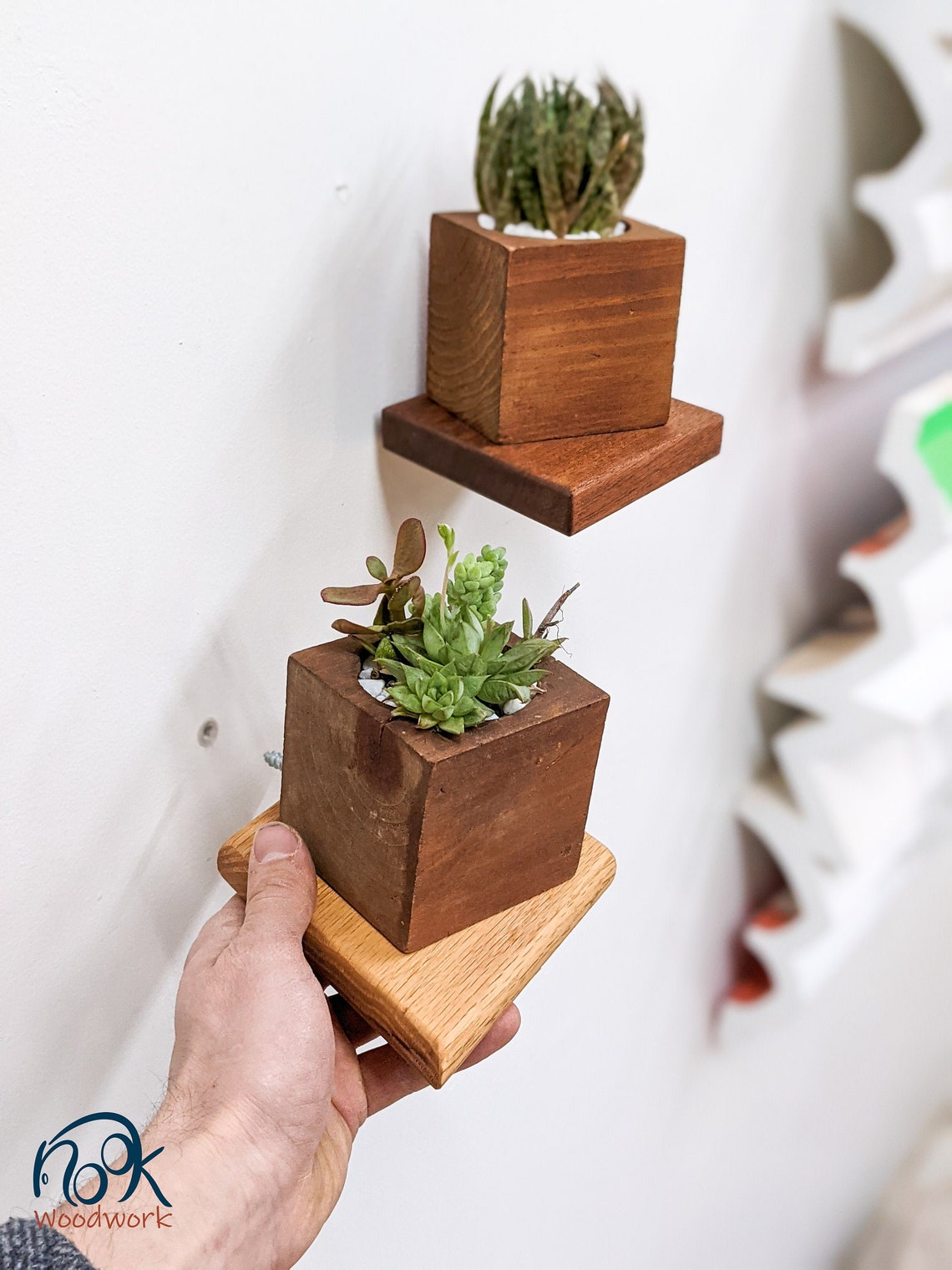 Floating Shelves Small Rhombus Oak Plants Keys Candles | Etsy