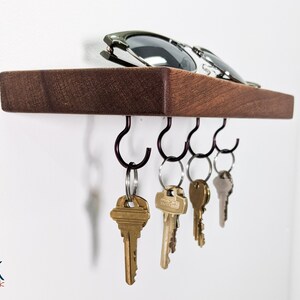 Key Hook Floating Shelf | Small to Medium | Pick Your Size | Mahogany ...