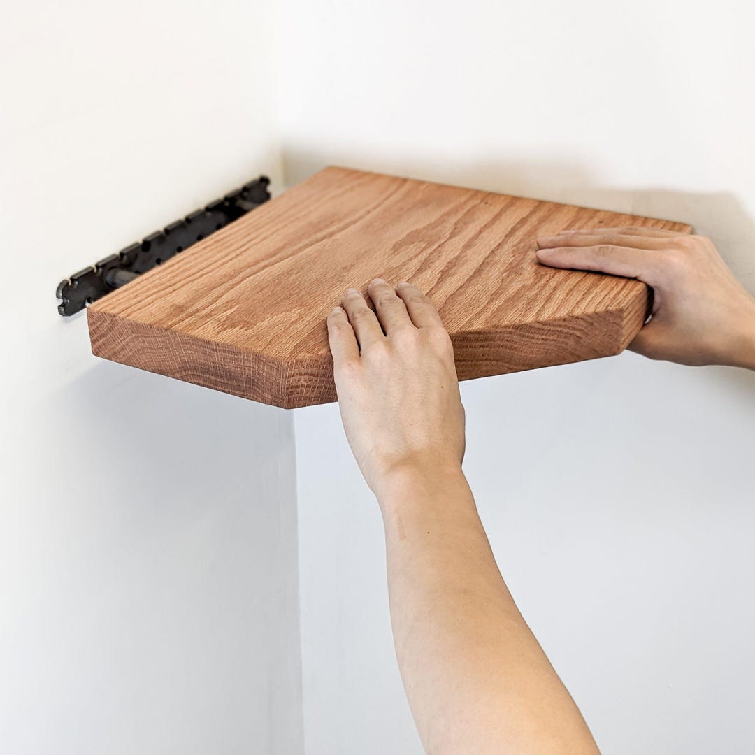 Floating Corner Shelves With Straight Edges in Oak - Etsy