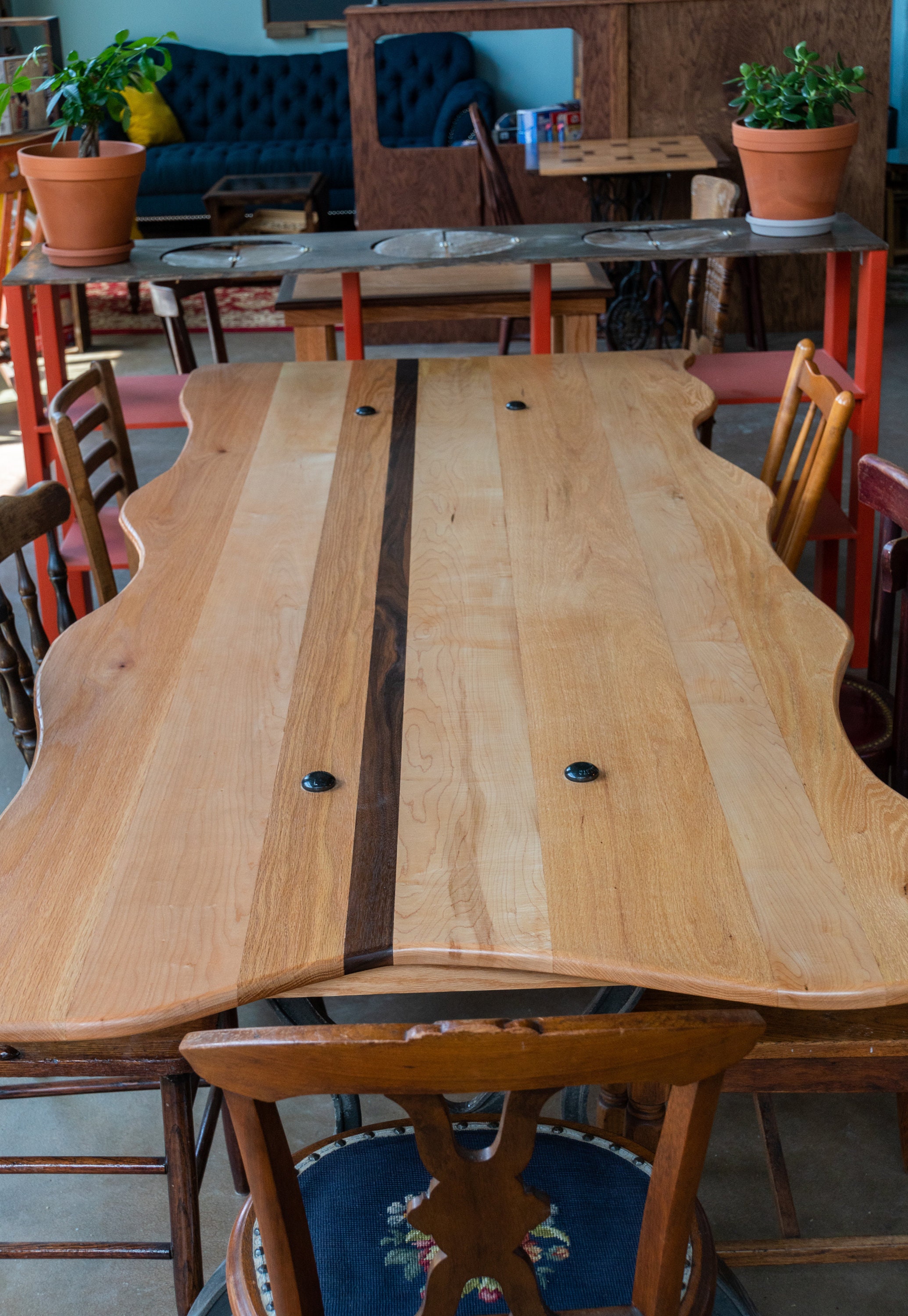 Curved Wood Dining Table Cast Iron brooklyn New | Etsy