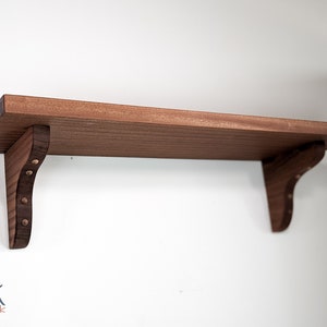 Solid Wood Shelf With Mahogany Brackets - Etsy