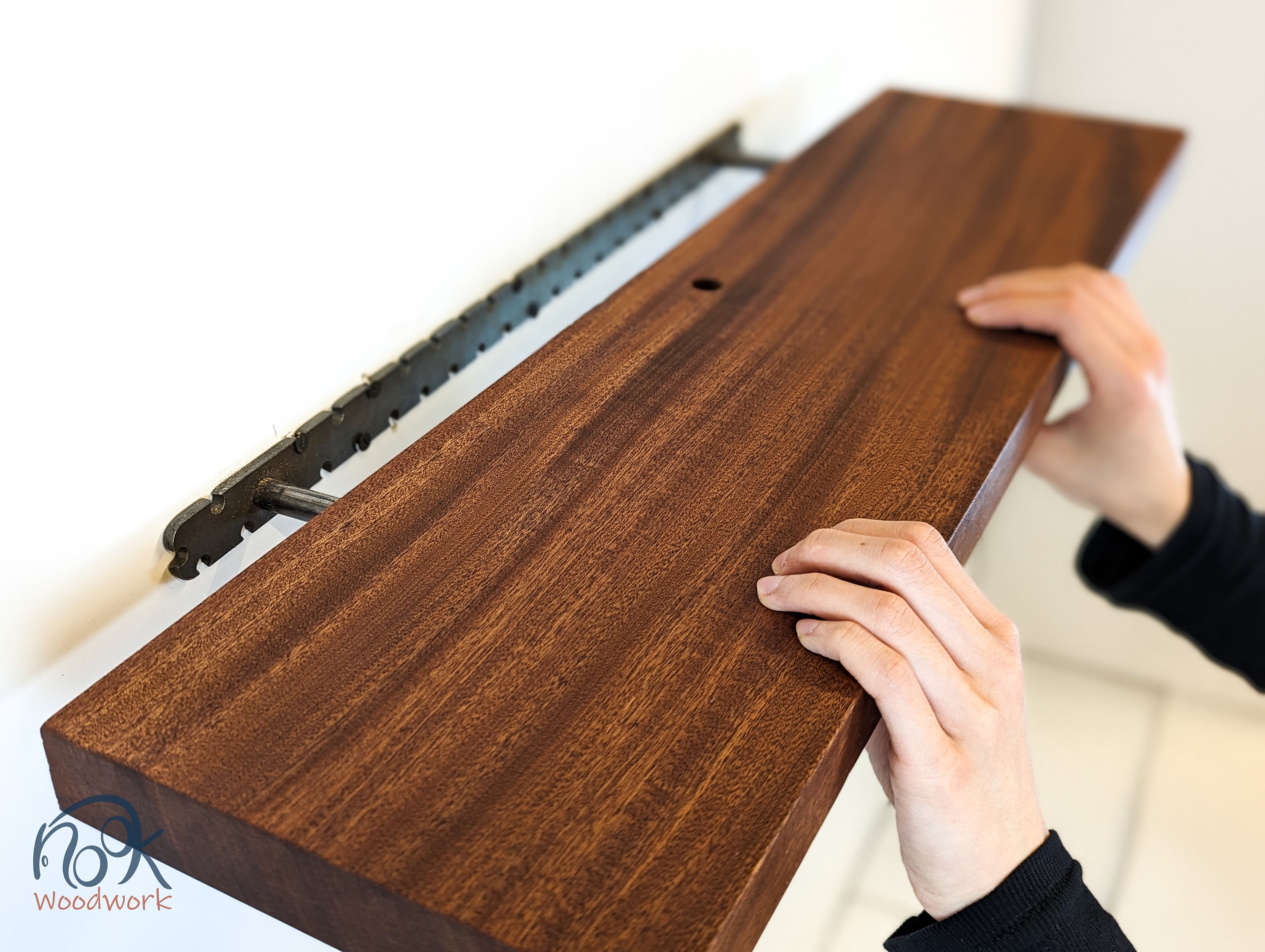 Thick Oak Floating Shelf With Grommet Hole for Cable Management - Etsy