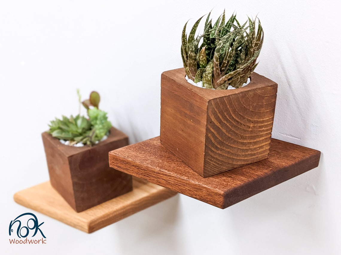 Floating Shelves Small Rhombus Oak Plants Keys Candles | Etsy