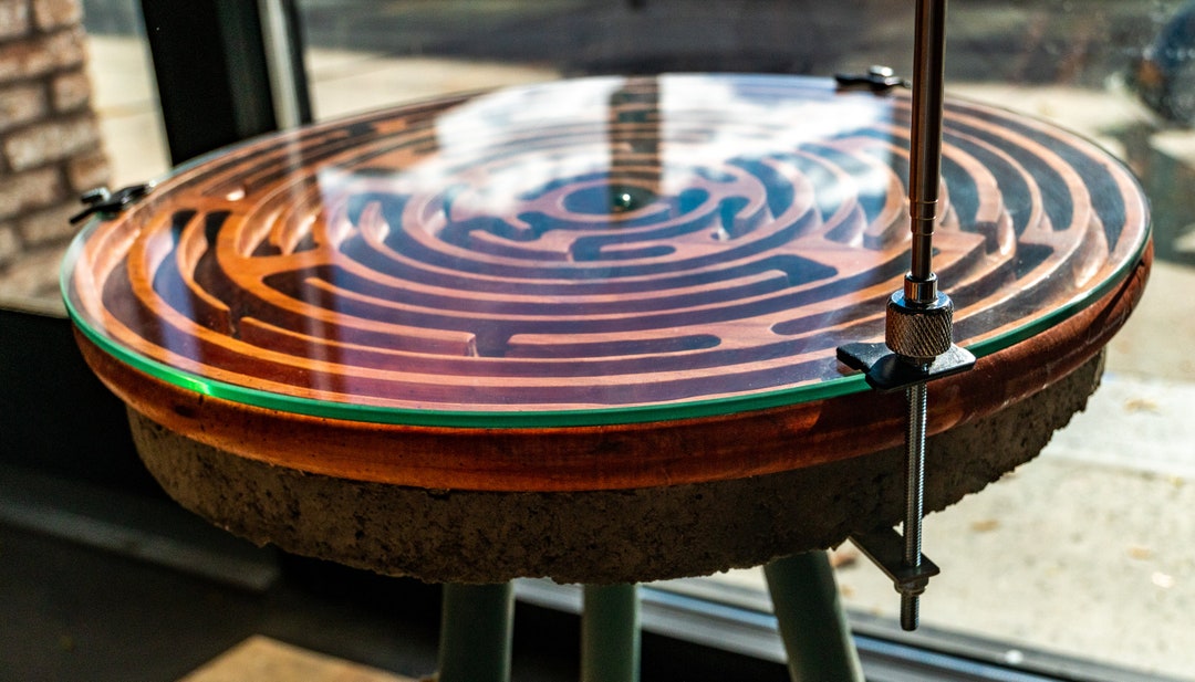 Marble Maze Table | Circular Labyrinth Game With Magnet - Etsy