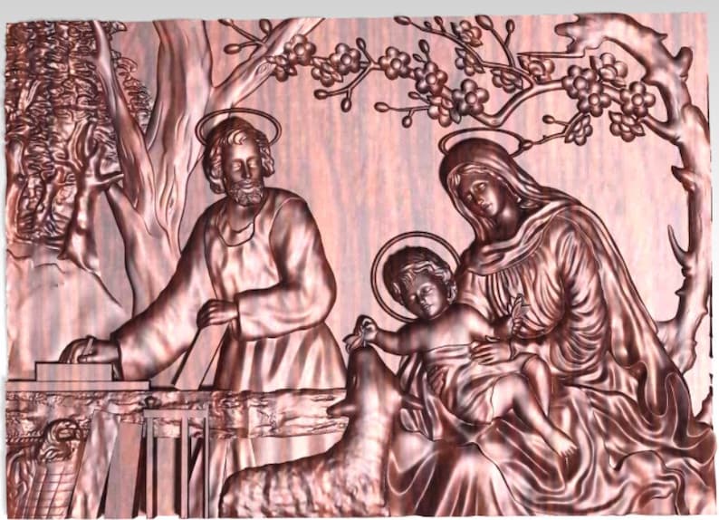 Holy Family Icon 3d STL Model for CNC Router Relief Artcam - Etsy