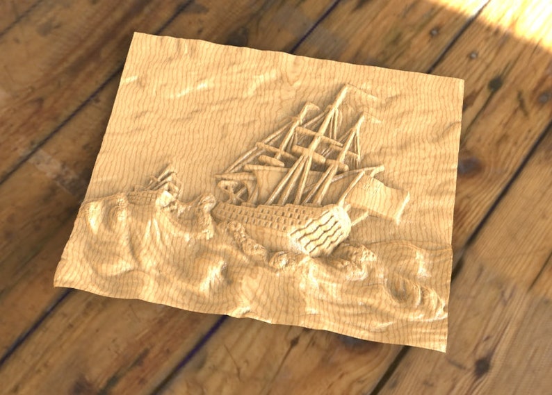 Stormy Sea 3d STL Model for CNC Router Relief Artcam Aspire Engraver ...