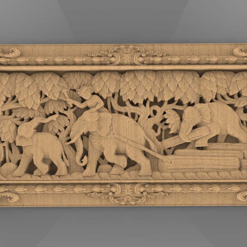 Elephants 3d STL Model for CNC Router Relief Artcam Aspire Engraver ...