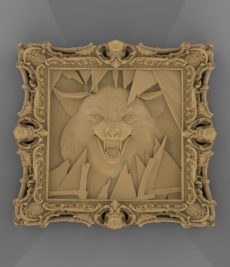Angry Wolf 3d STL Model for CNC Router Relief Artcam Aspire Engraver ...
