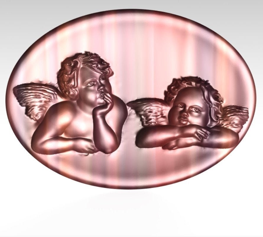 Two Angels 3d STL Model for CNC Router Relief Artcam Aspire Engraver ...