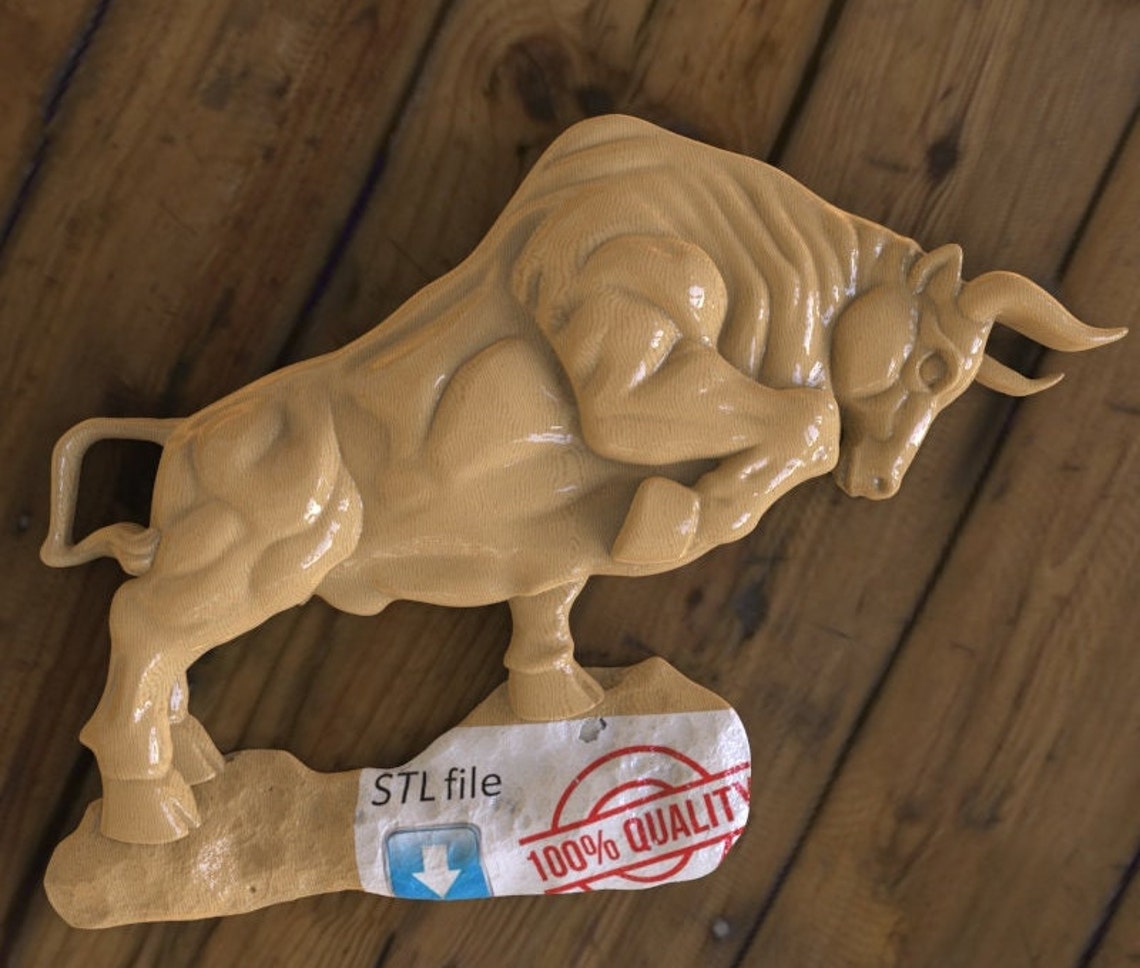 Attacking Bull 3d STL Model for CNC Router Relief Artcam Aspire ...