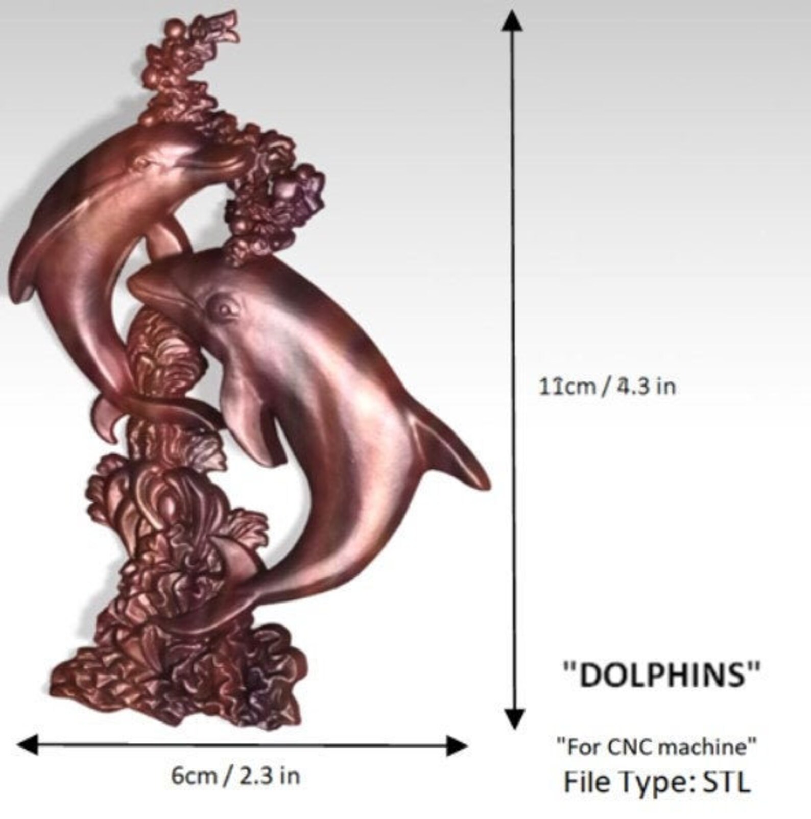 Dolphins 3d STL Model for CNC Router Relief Artcam Aspire Engraver ...