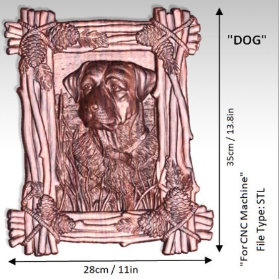 Hunting Dog Frame 3d STL Model for CNC Router Relief Artcam Aspire ...