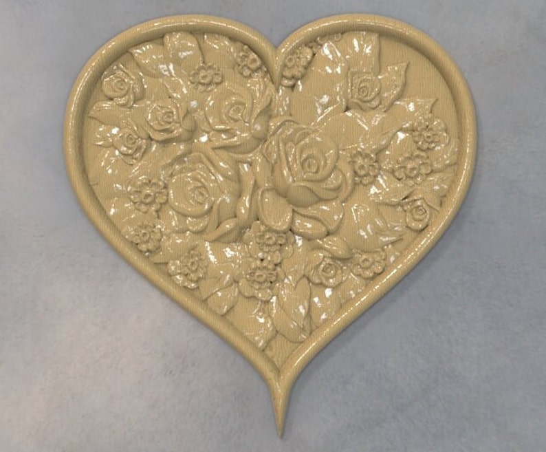 Heart of Roses 3d STL Model for CNC Router Relief Artcam Aspire ...