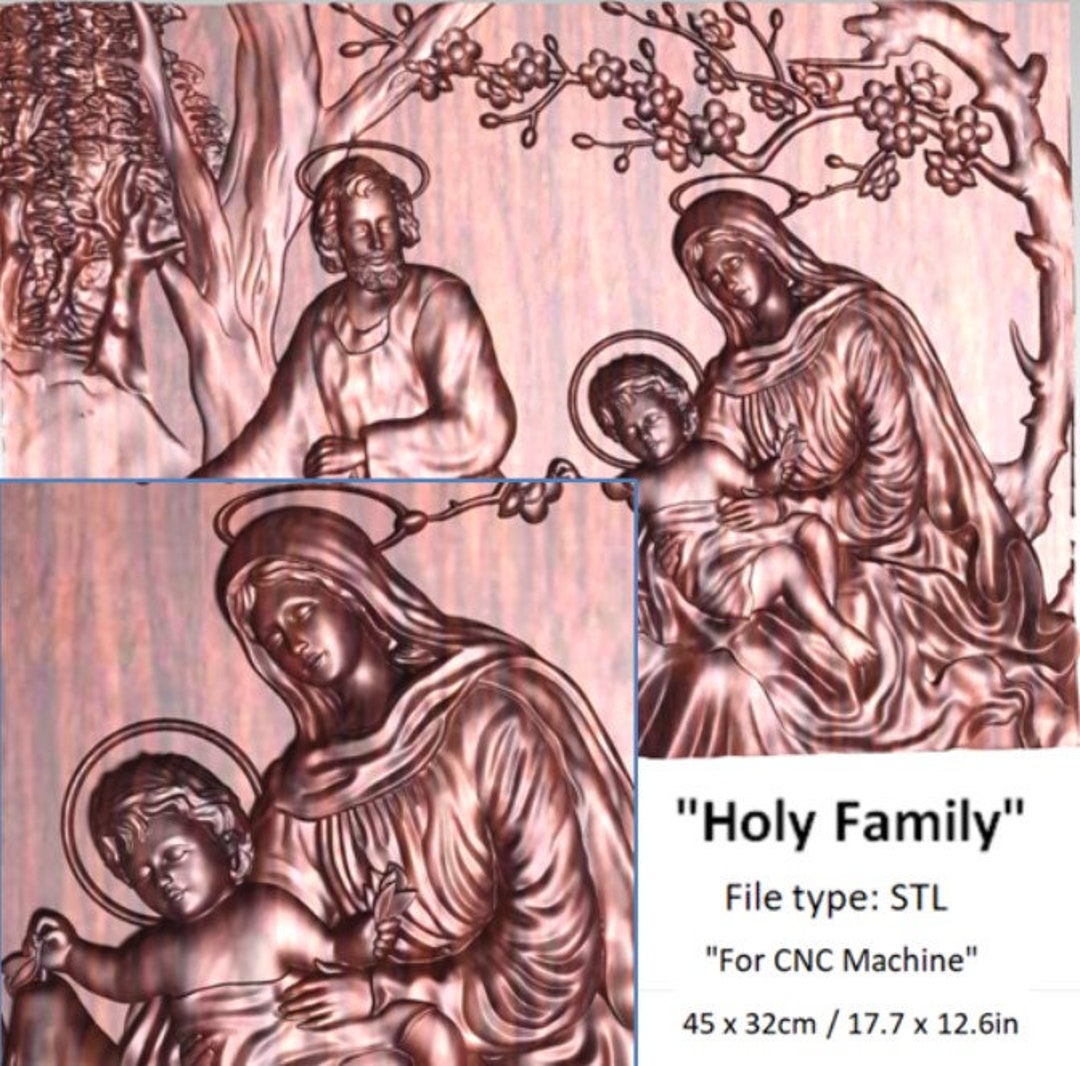 Holy Family Icon 3d STL Model for CNC Router Relief Artcam - Etsy