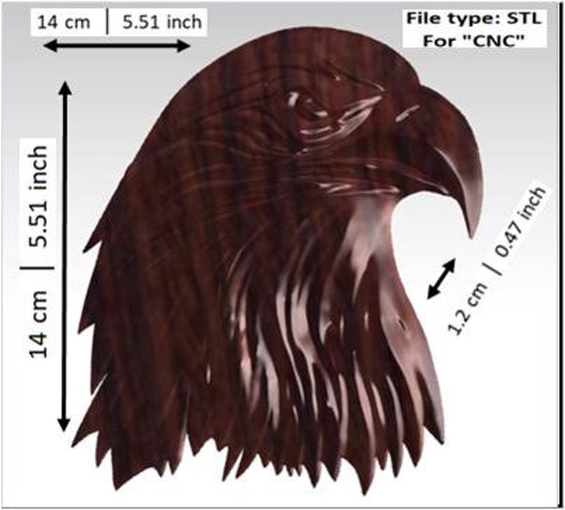 Eagle 3d STL Model for CNC Router Relief Artcam Aspire Engraver Carving ...