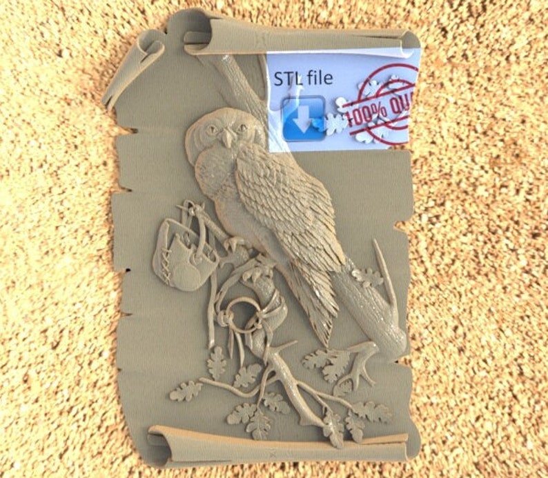 Búho en rama Modelo 3d STL para CNC Router Relief Artcam - Etsy México