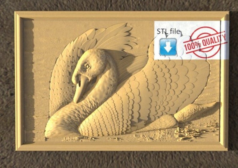 Swan 3d STL Model for CNC Router Relief Artcam Aspire Engraver Carving ...