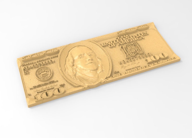 Cash 100 USD 3d STL Model for CNC Router Relief Artcam Aspire Engraver ...