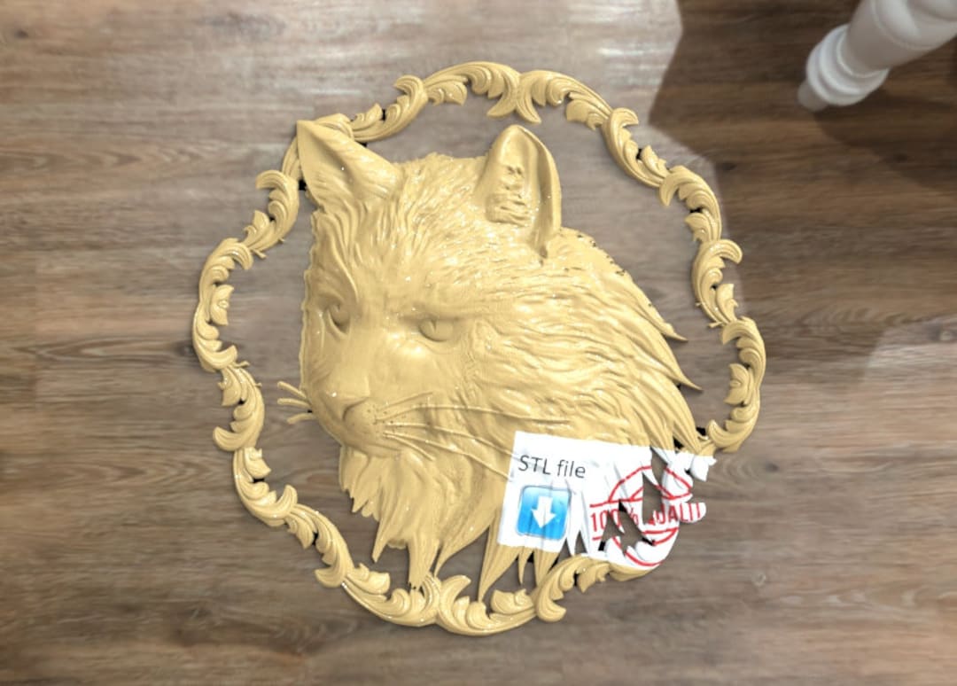 Cat S Head 3d STL Model for CNC Router Relief Artcam Aspire Engraver ...