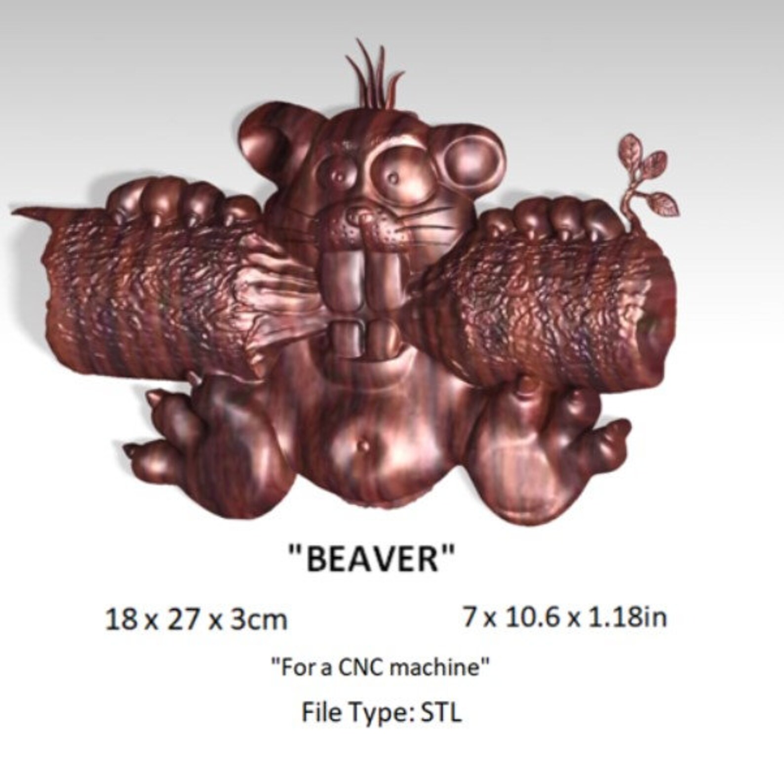 Beaver 3d STL Model for CNC Router Relief Artcam Aspire Engraver ...