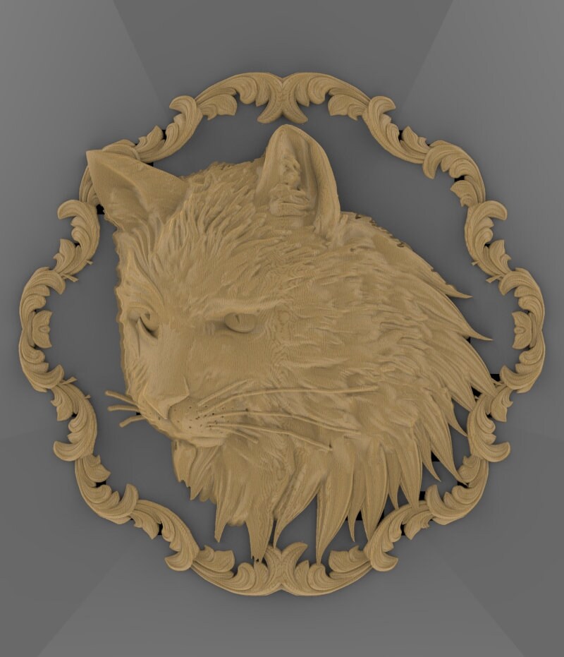 Cat S Head 3d STL Model for CNC Router Relief Artcam Aspire Engraver ...