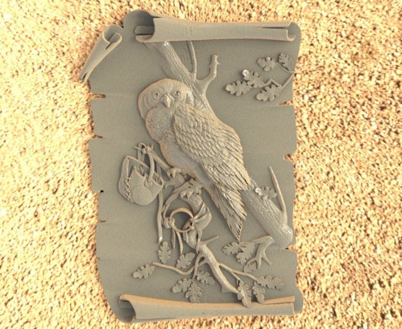 Búho en rama Modelo 3d STL para CNC Router Relief Artcam - Etsy México