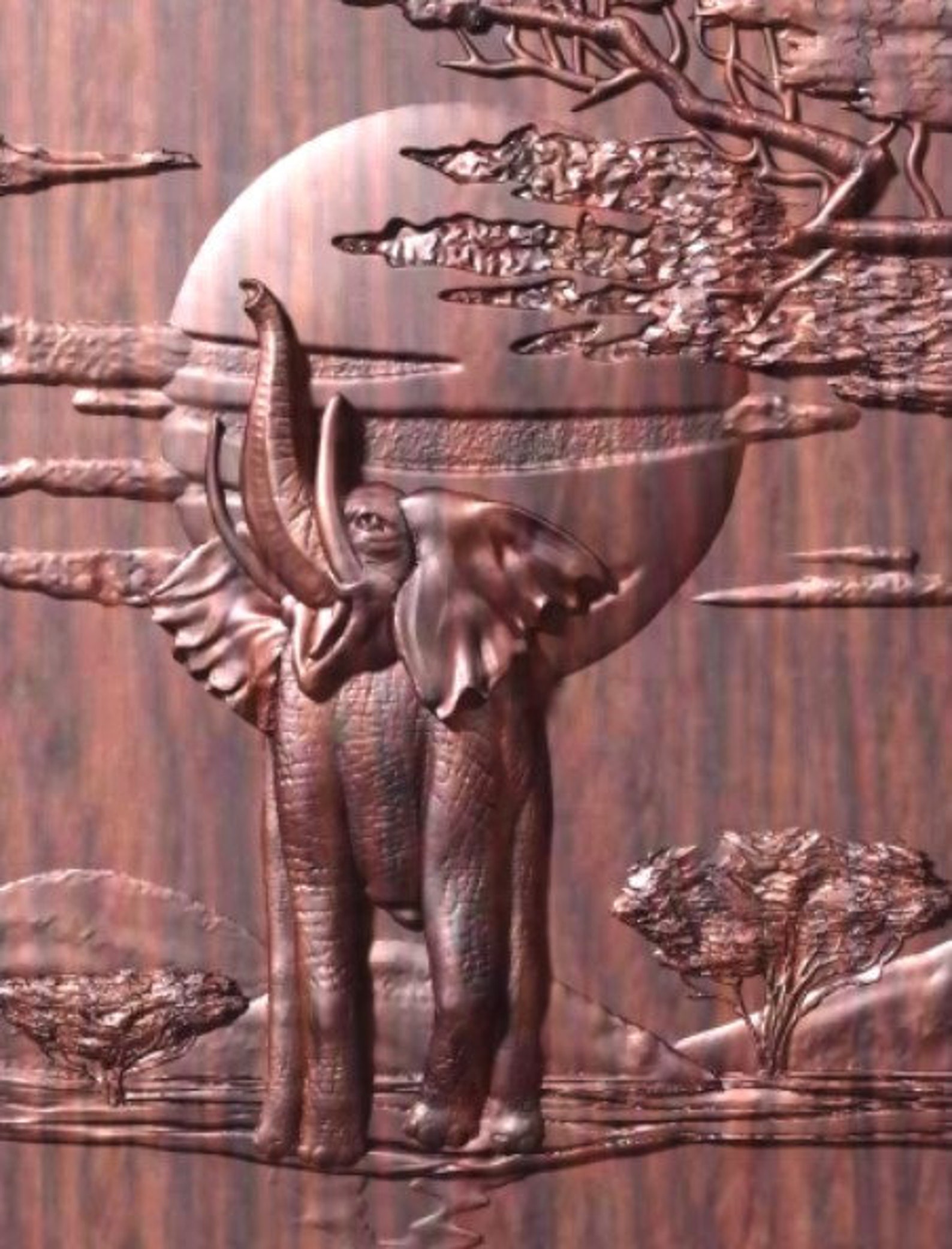 5 Pictures African Elephants 3d STL Model for CNC Router Relief Artcam ...