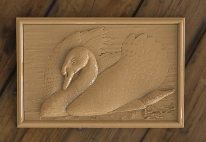 Swan 3d STL Model for CNC Router Relief Artcam Aspire Engraver Carving ...