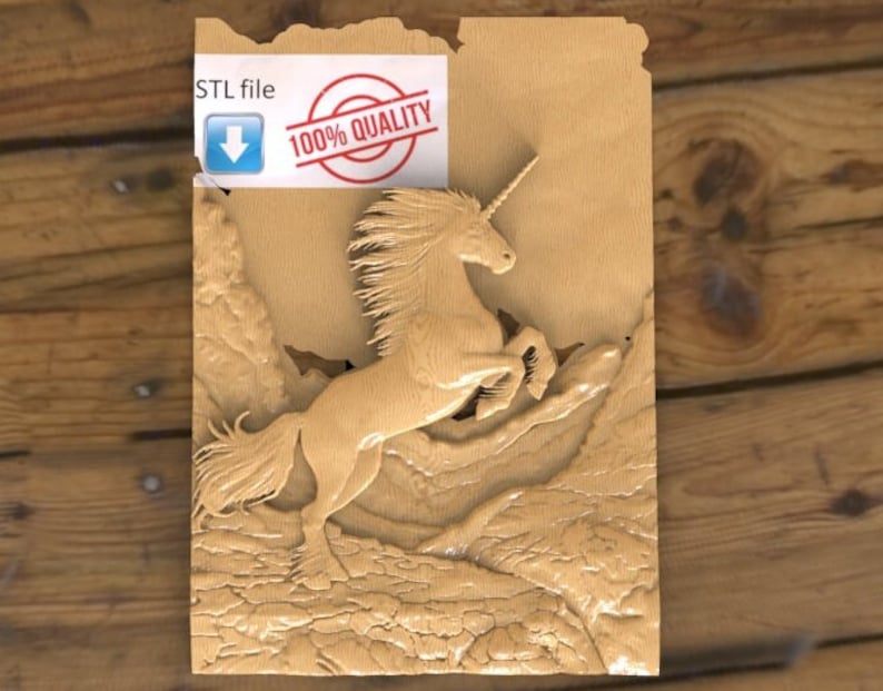 Unicorn 3d STL Model for CNC Router Relief Artcam Aspire Engraver ...