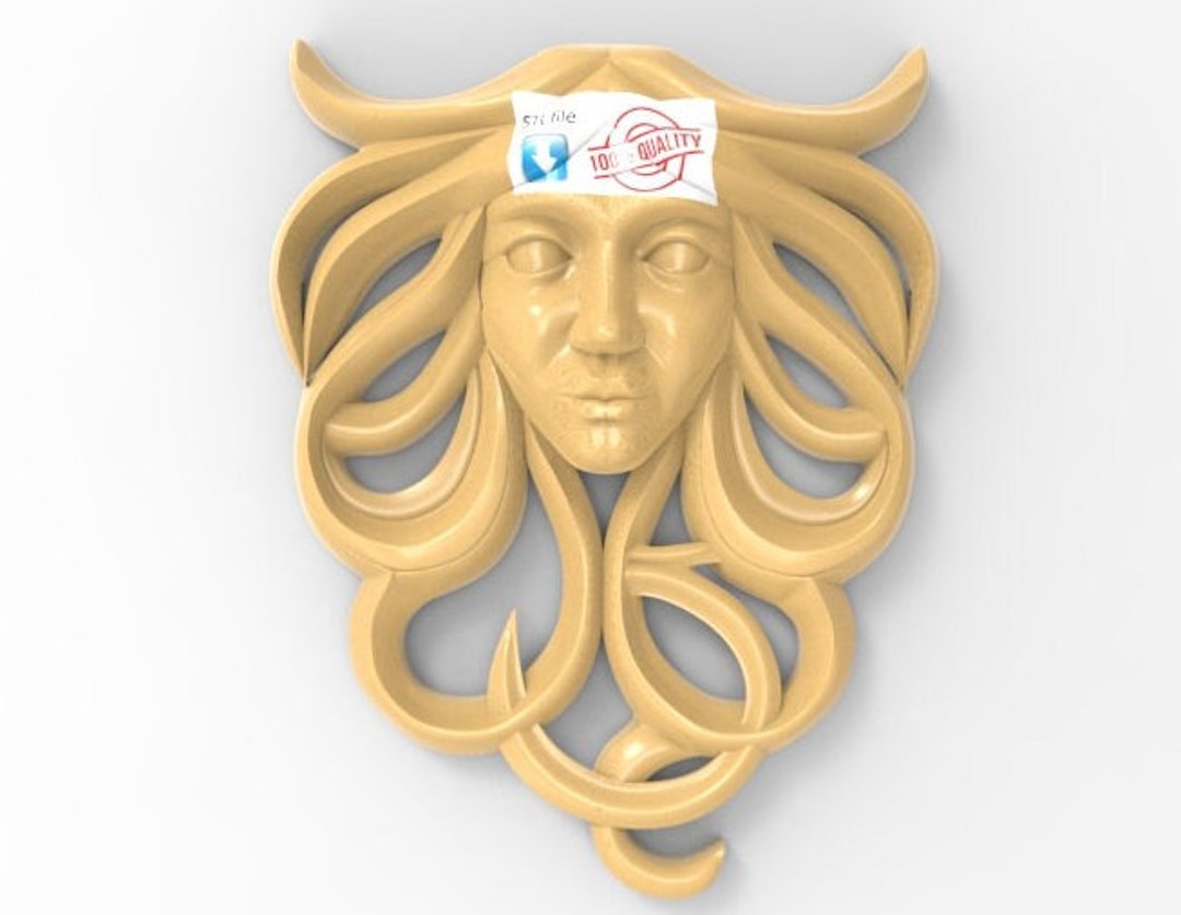 Decorative Face 3d STL Model for CNC Router Relief Artcam Aspire ...