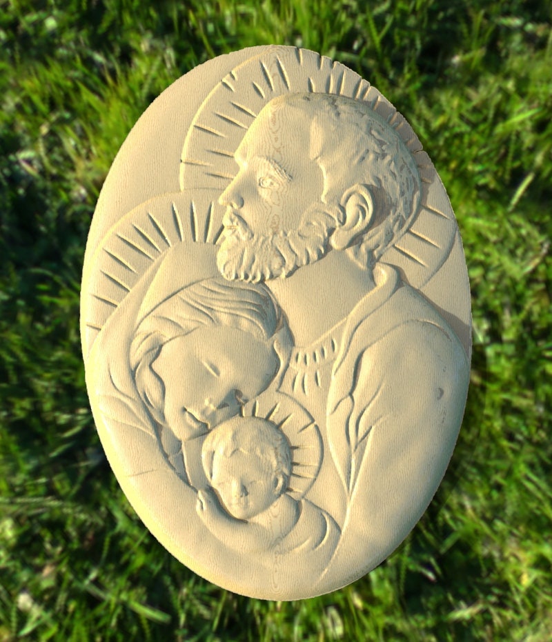 Holly Family 3d STL Model for CNC Router Relief Artcam Aspire Engraver ...