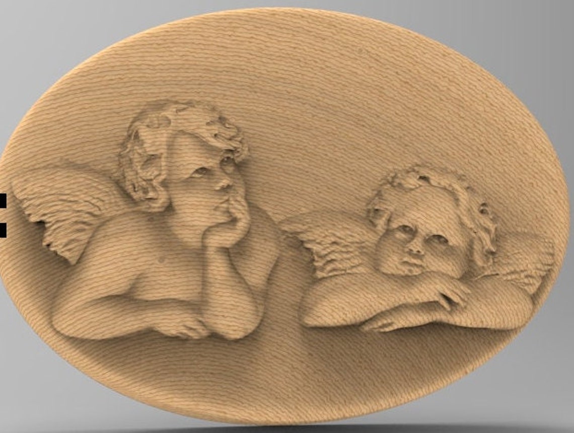 Two Angels 3d STL Model for CNC Router Relief Artcam Aspire Engraver ...