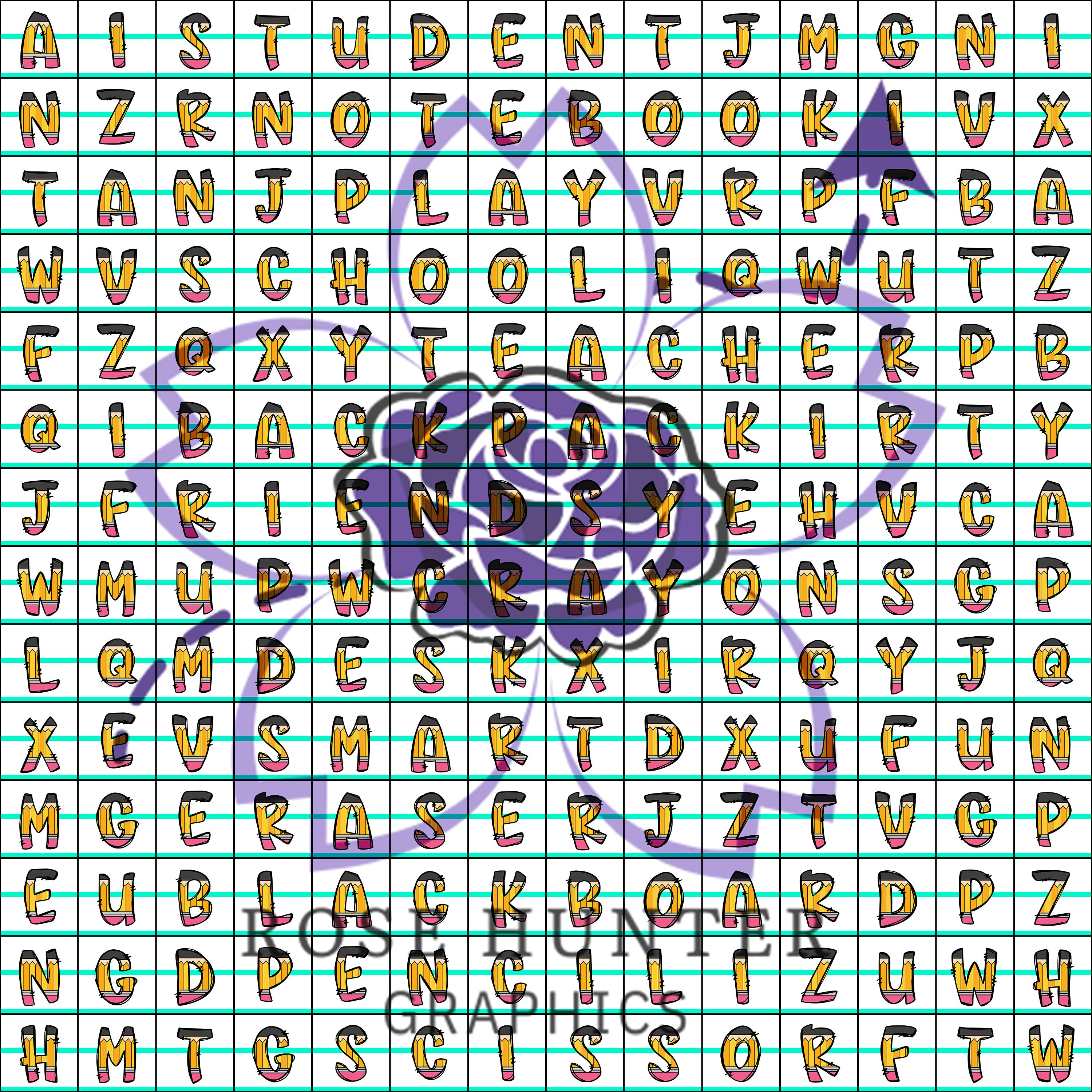Pencil Alphabets Word Search Digital Seamless Pattern - Etsy