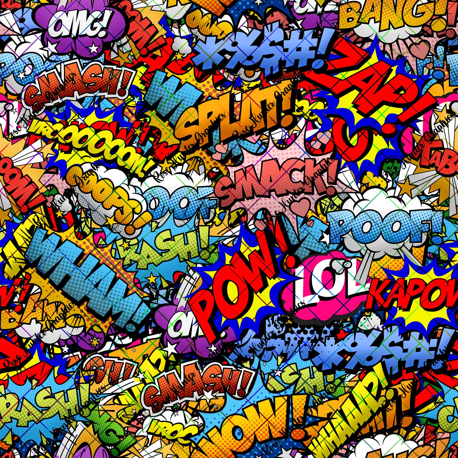 Comic Actions - Seamless Pattern - Etsy