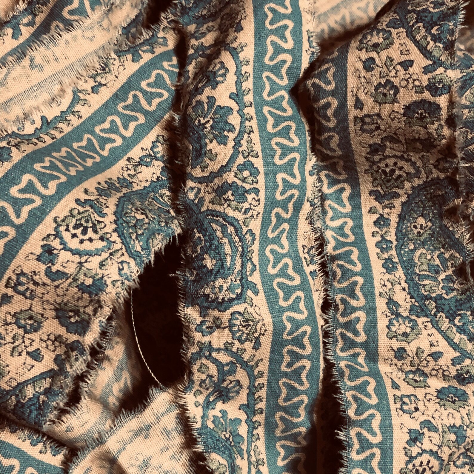 Lovely Hand Torn Vintage Fabric Ribbon Strips Teal and Tan - Etsy