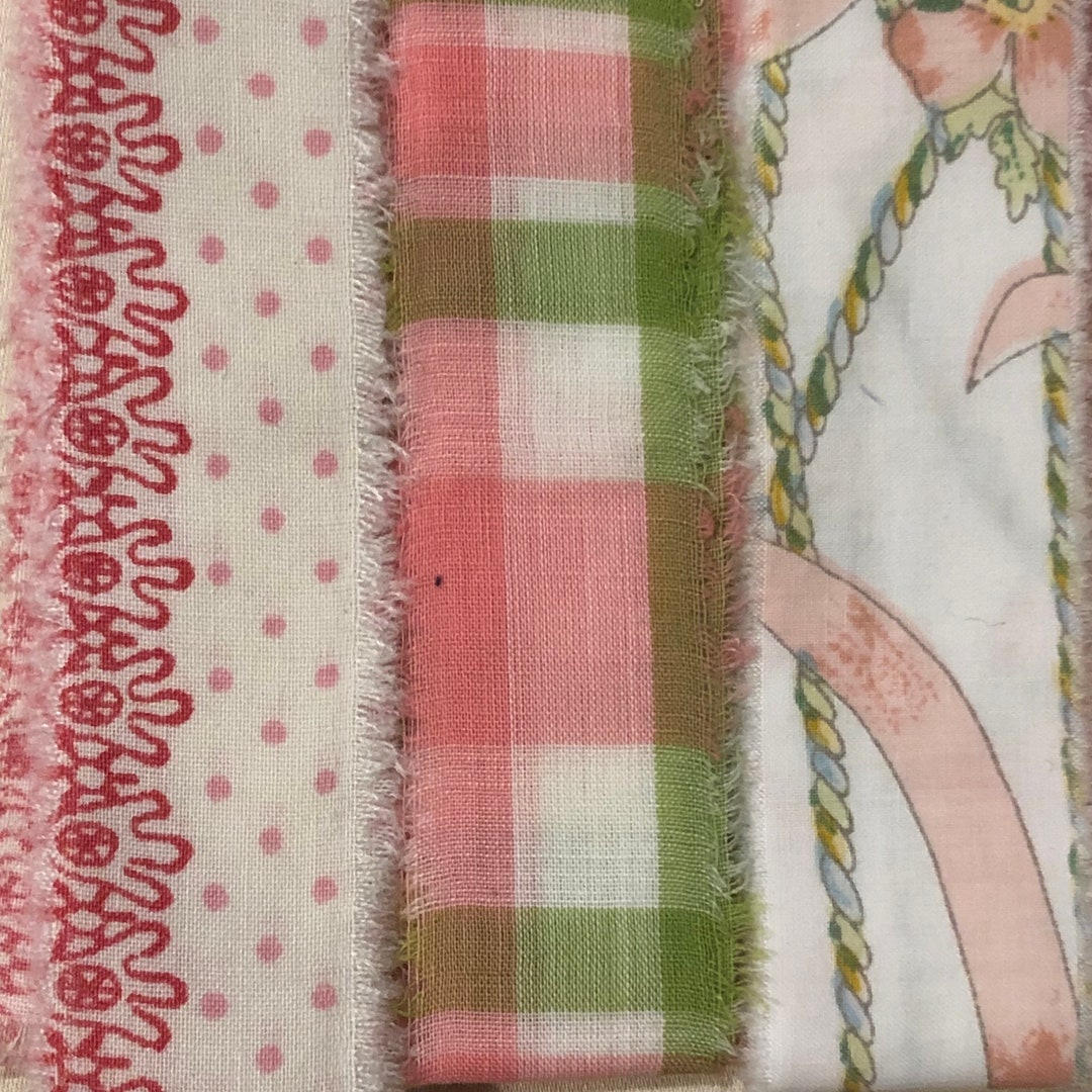 Spring Floral Hand Torn Fabric Ribbon, Pink Ribbon Strip Set of 5, for ...