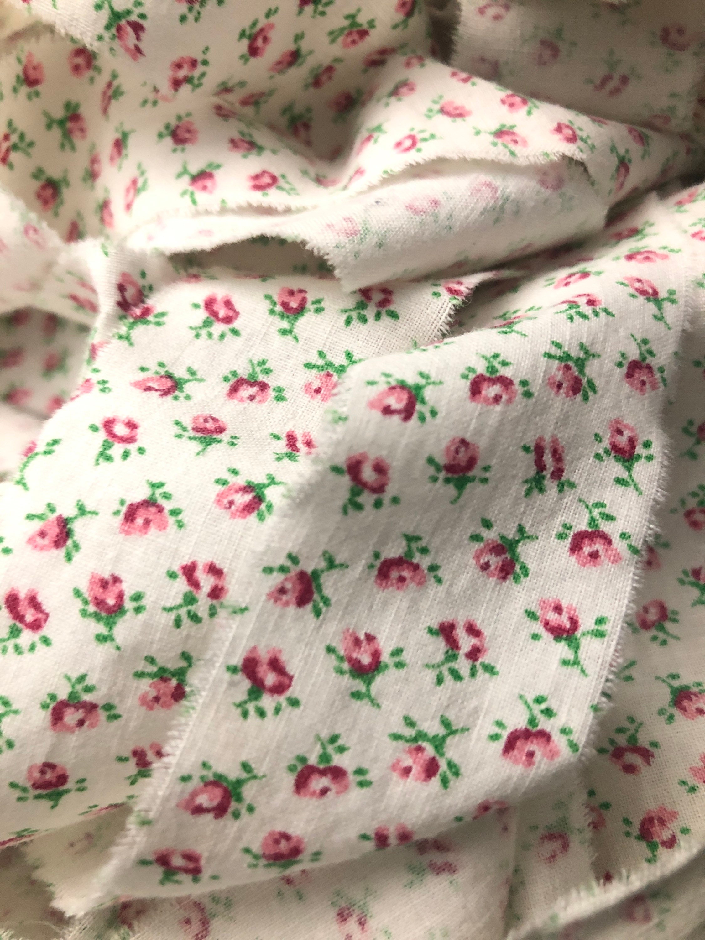 Vintage Tiny Red Rosebuds Hand Torn Fabric Ribbon Fabric - Etsy