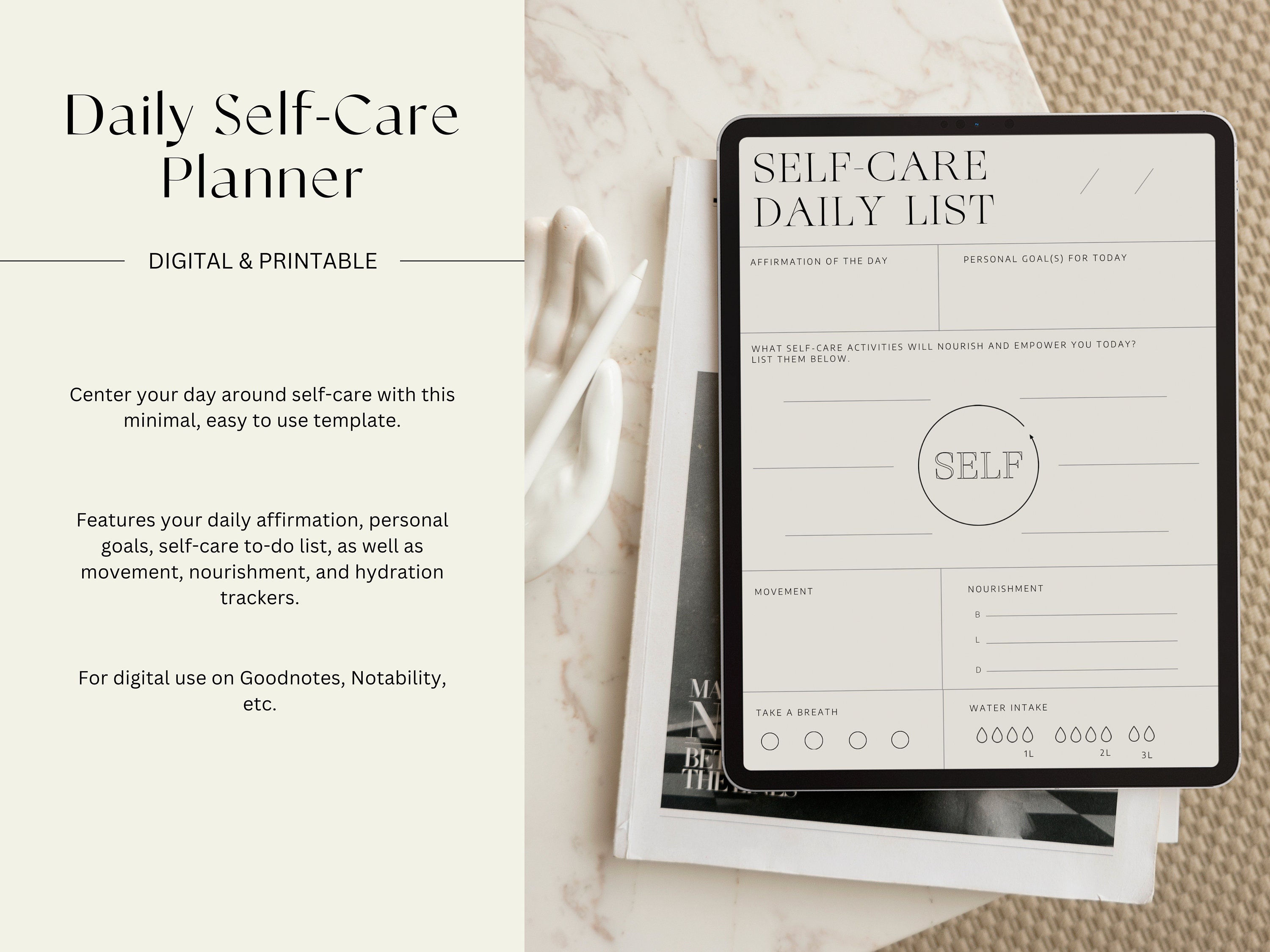 Self-care Daily Planner Printable Daily Planner Page - Etsy
