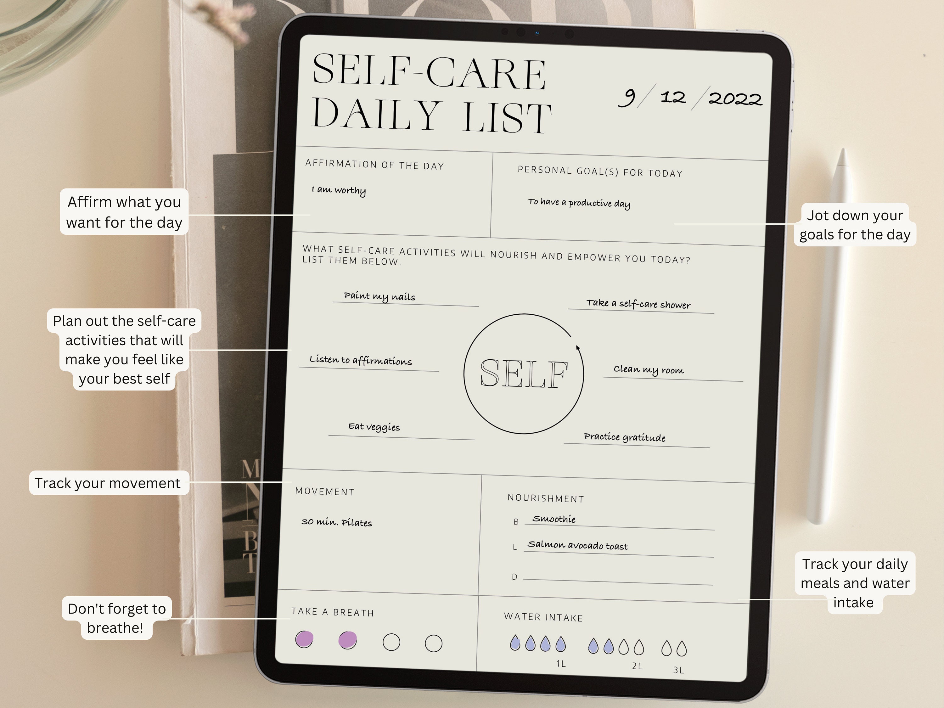 Self-care Daily Planner Printable Daily Planner Page - Etsy
