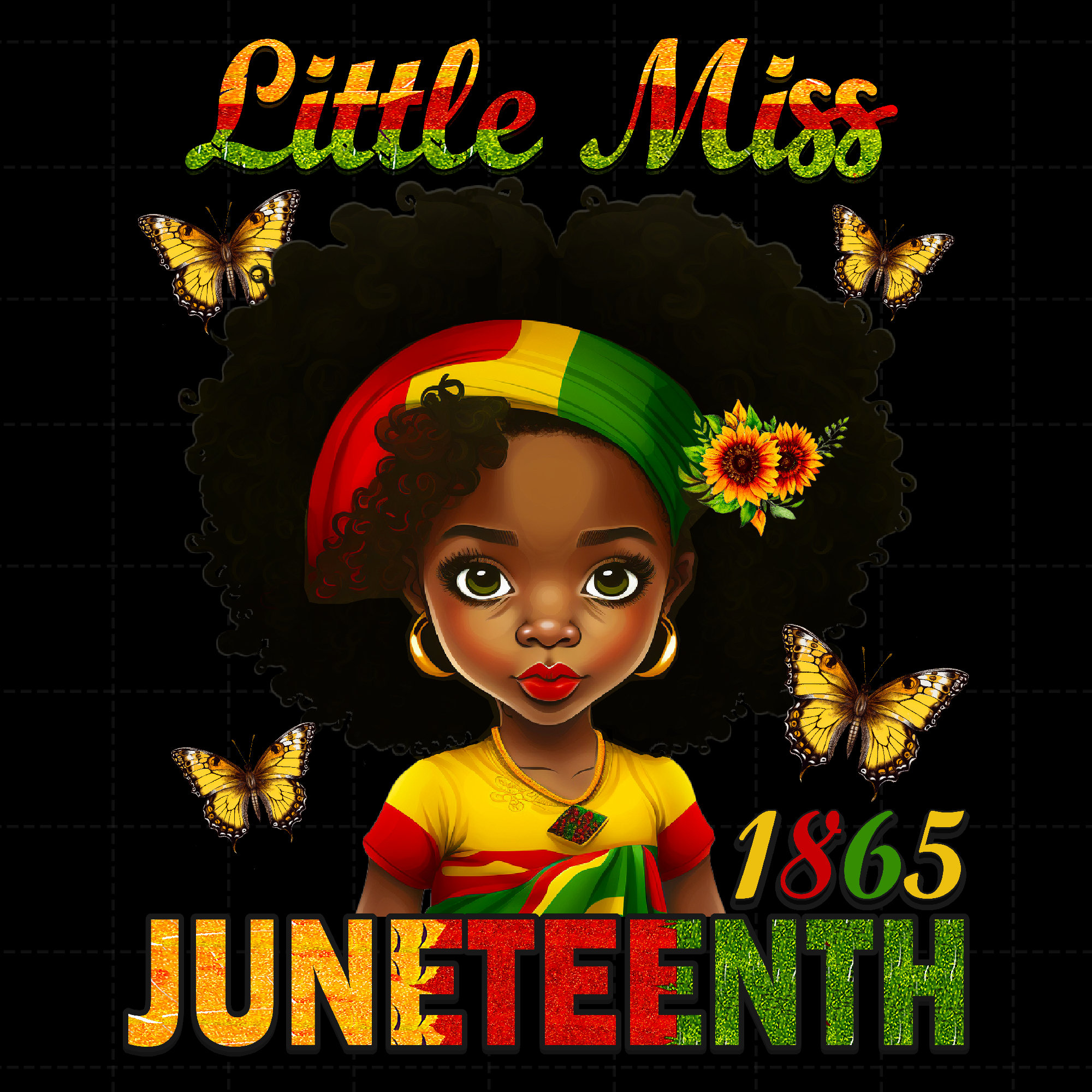Little Miss Juneteenth Girl: Black History Month Afro Puffs (SVG PNG ...