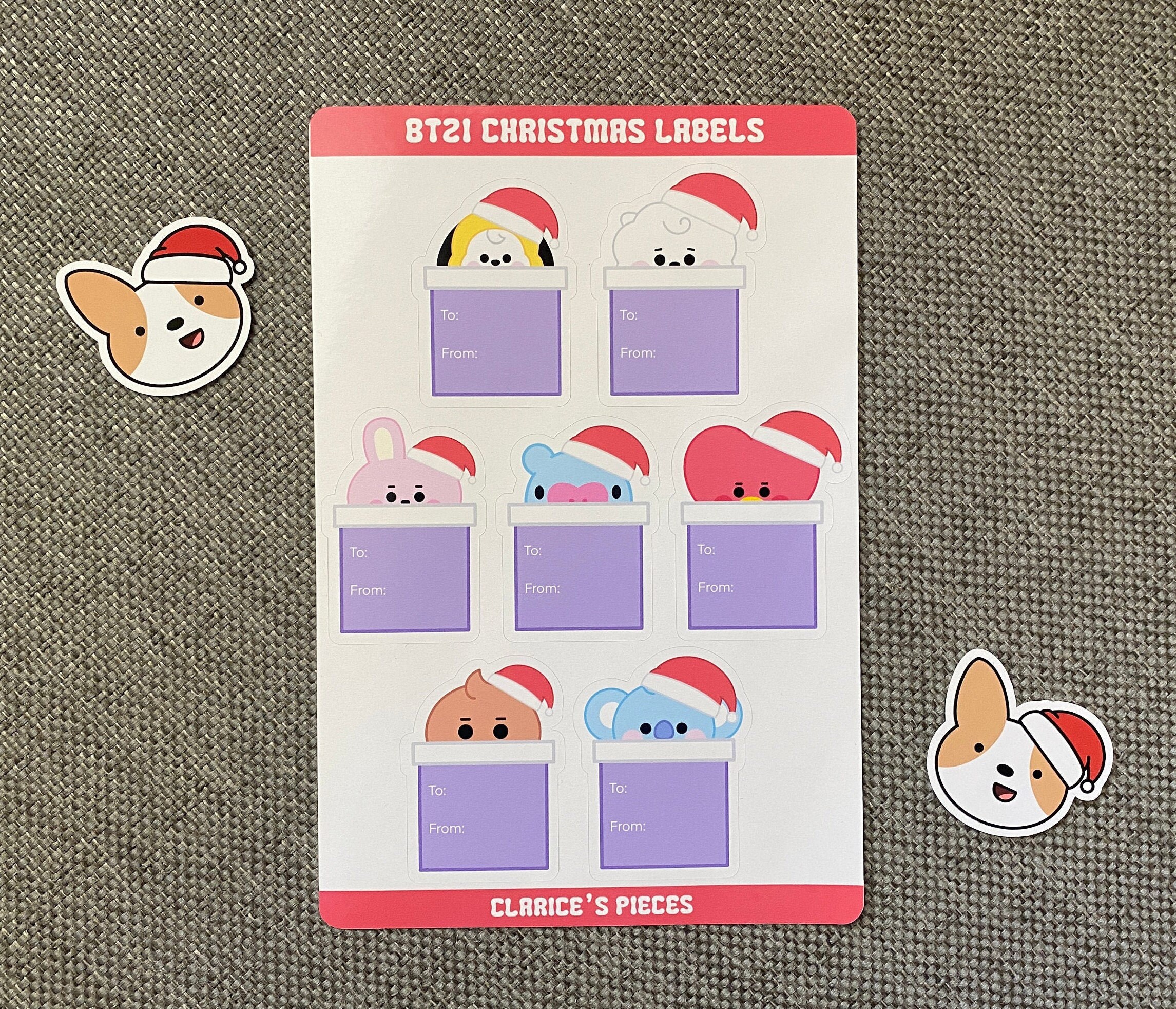 BT21 Christmas Gift Labels BT21 Sticker Sheet Gift Labels | Etsy