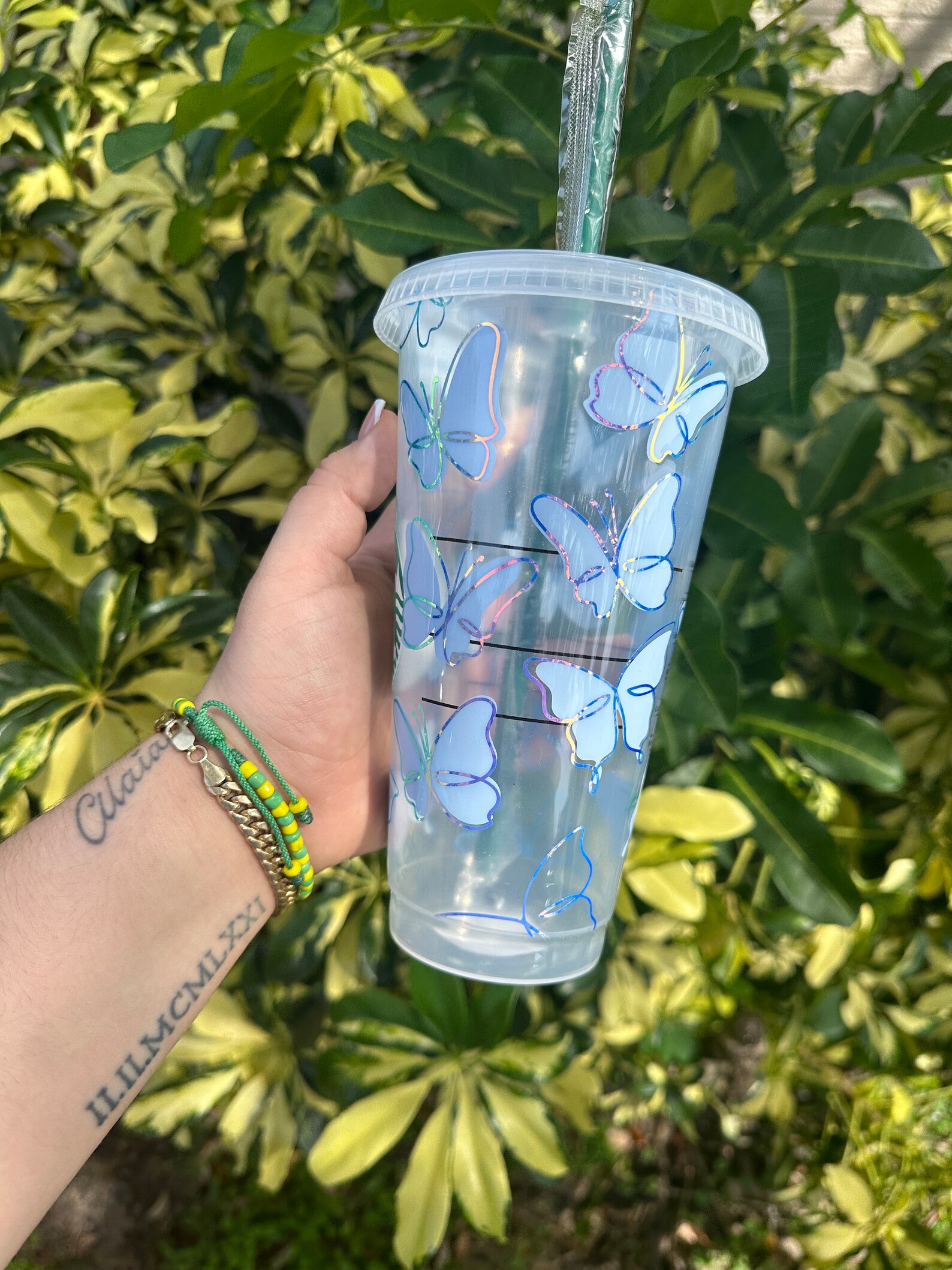 Custom Reusable Butterfly Starbucks Cup/iridescent Butterflies ...
