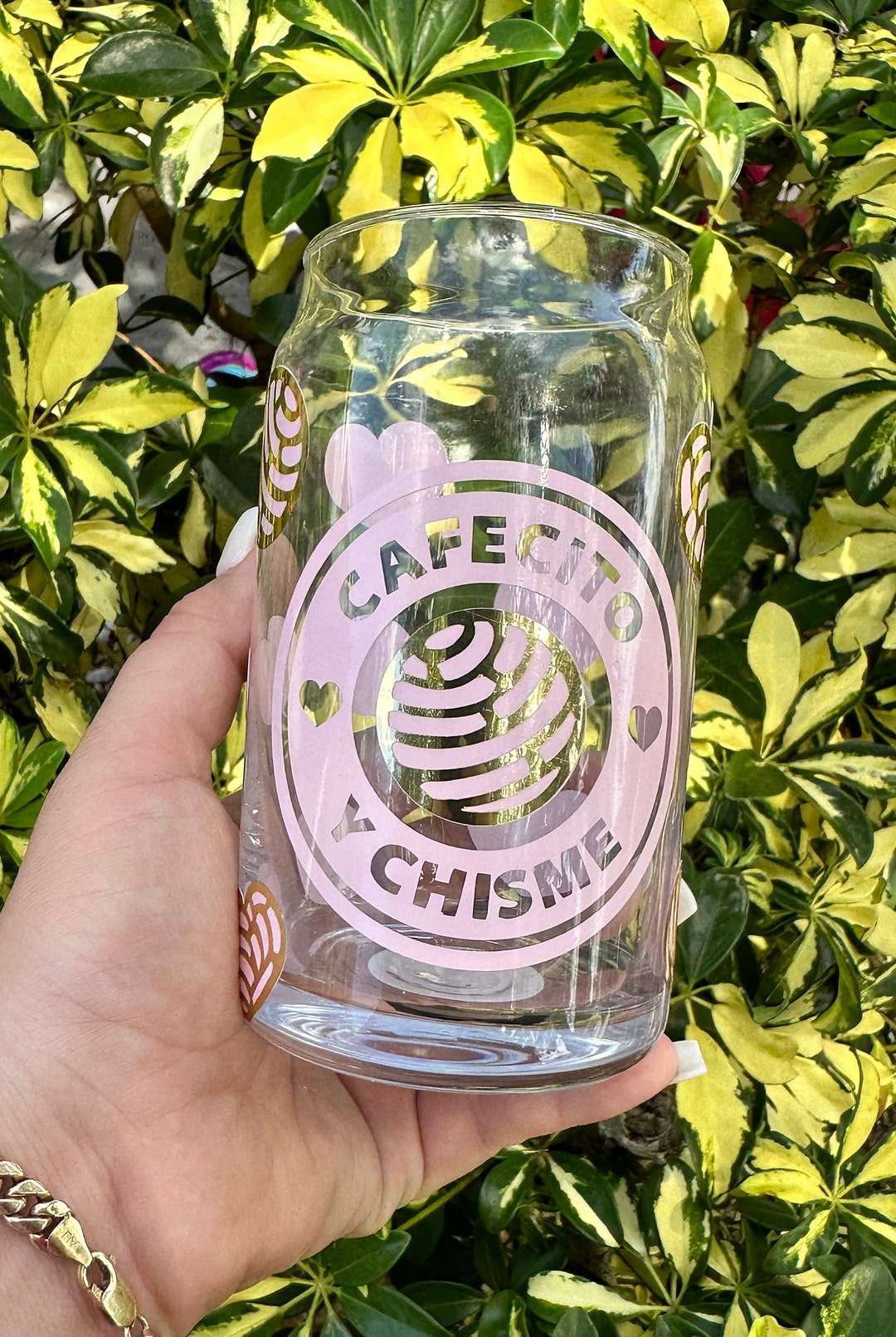 Cafecito Y Chisme And Concha Beer Can Glass Cafecito Y Chisme Glass