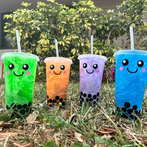 Boba Cup/custom Boba Cup/marble Tumbler/matcha Boba/boba Swirl Cup ...