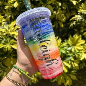 Custom Rainbow Marble Cup | Marble Starbucks Cup | Reusable | Rainbow ...