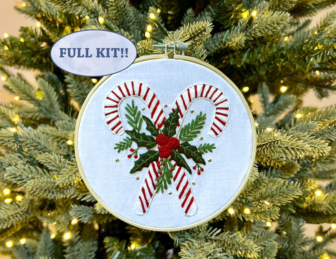 Candy Canes Embroidery Kit: Holiday DIY Craft Set - Etsy