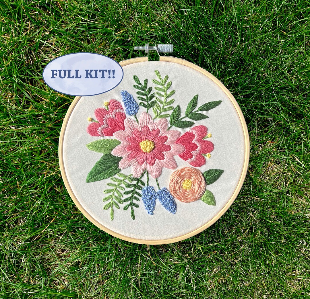 Spring Blooms Beginners Embroidery Kit, Needlepoint Kit, Cross Stitch ...