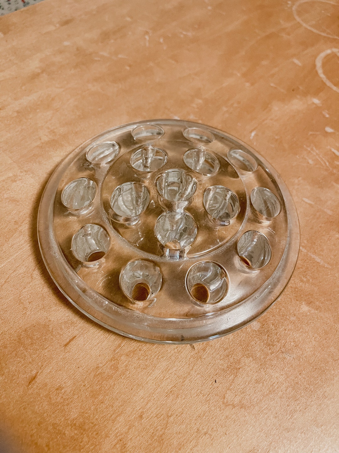 Vintage Clear Glass Flower Frog - Etsy